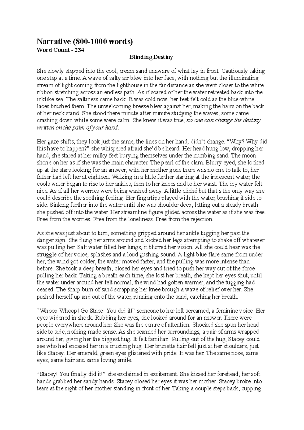 Non Fiction - inspiration for a creative story - Narrative (800-1000 ...