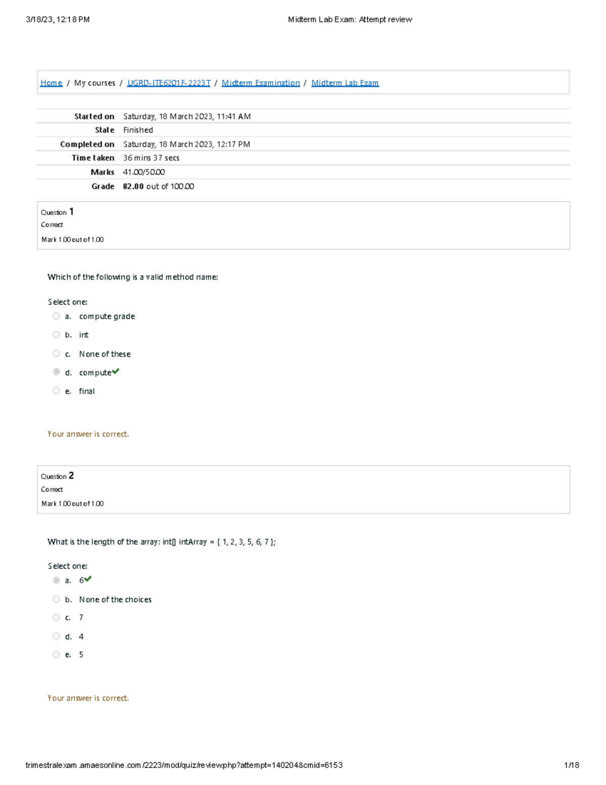 Midterm Lab Exam Com Prog 2 - Home / My courses / UGRD-ITE6201F-2223T ...