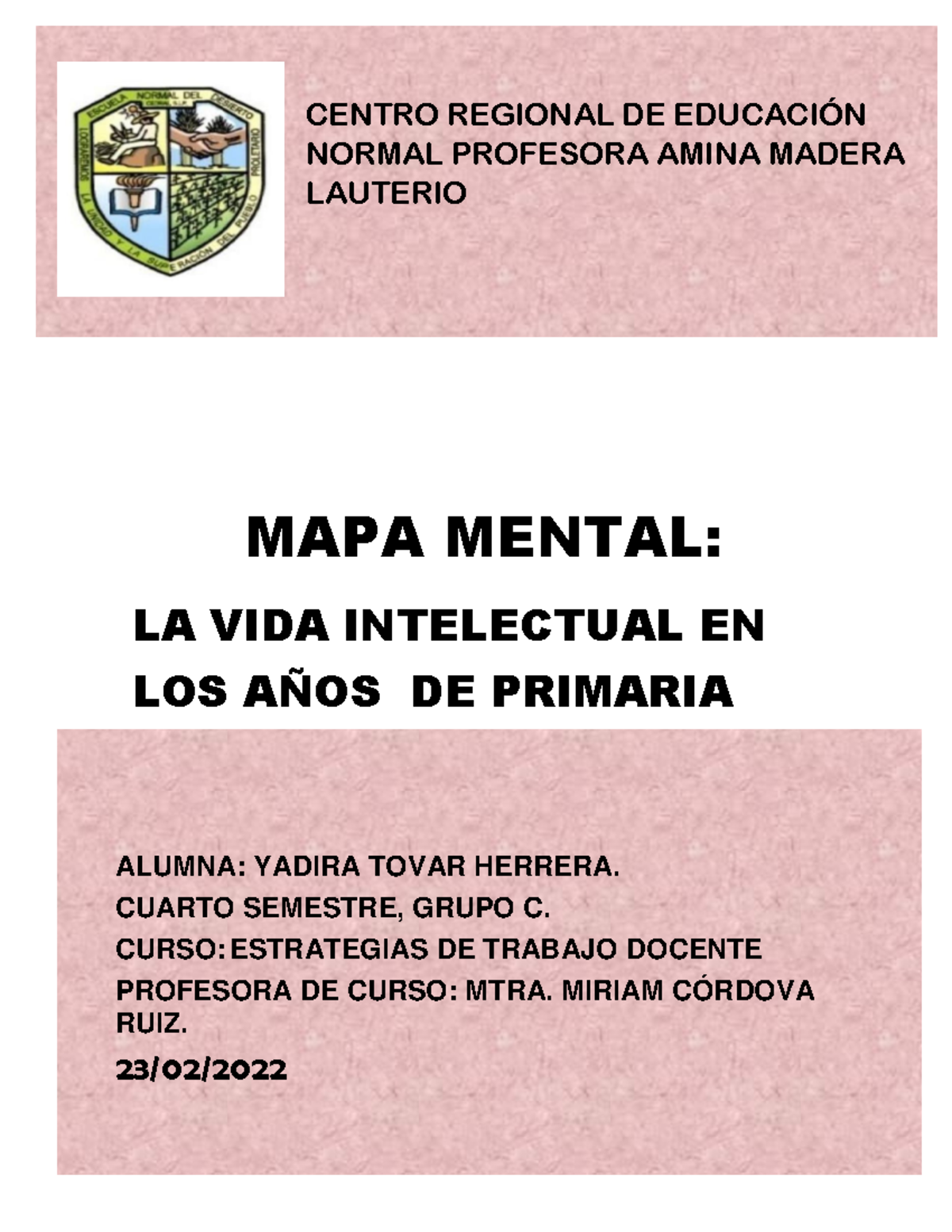 Mapa mental La vida intelectual en los niños de primaria - ALUMNA ...