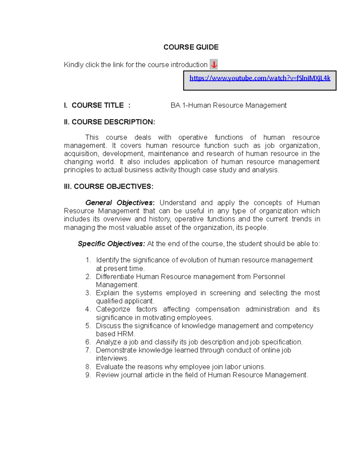 Module 1 BA1 HRM - COURSE GUIDE Kindly click the link for the course ...