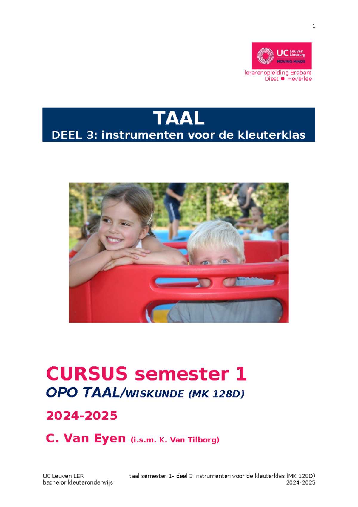 TAAL cursustekst deel 3 instrumenten voor de kleuterklas MK128D - lerarenopleiding Brabant Diest ...