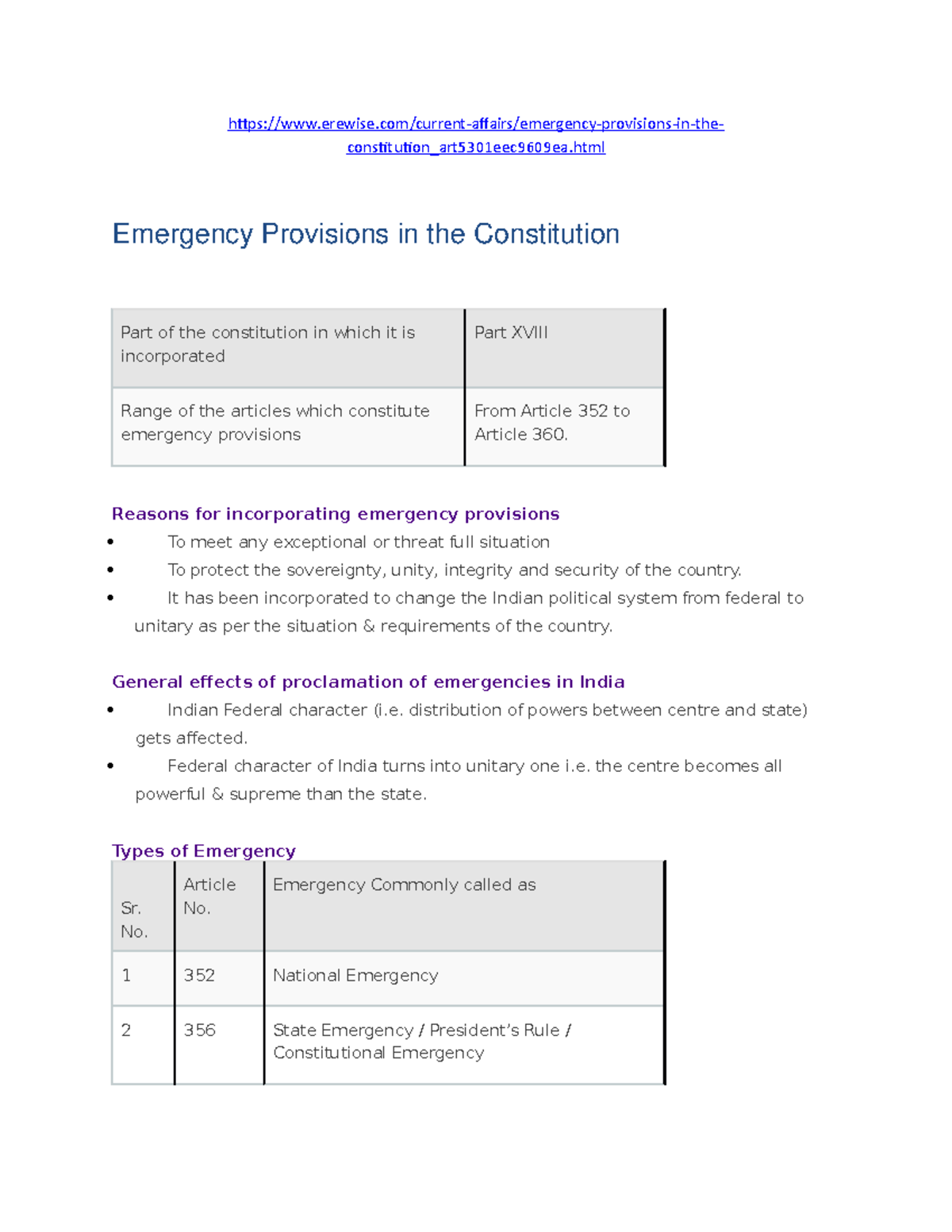 Emergency Provisions Of Indian Constitution - Emergency Provisions in ...