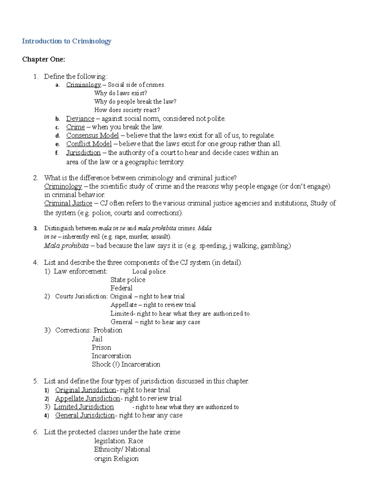 Introduction to Criminology - Introduction to Criminology Chapter One ...