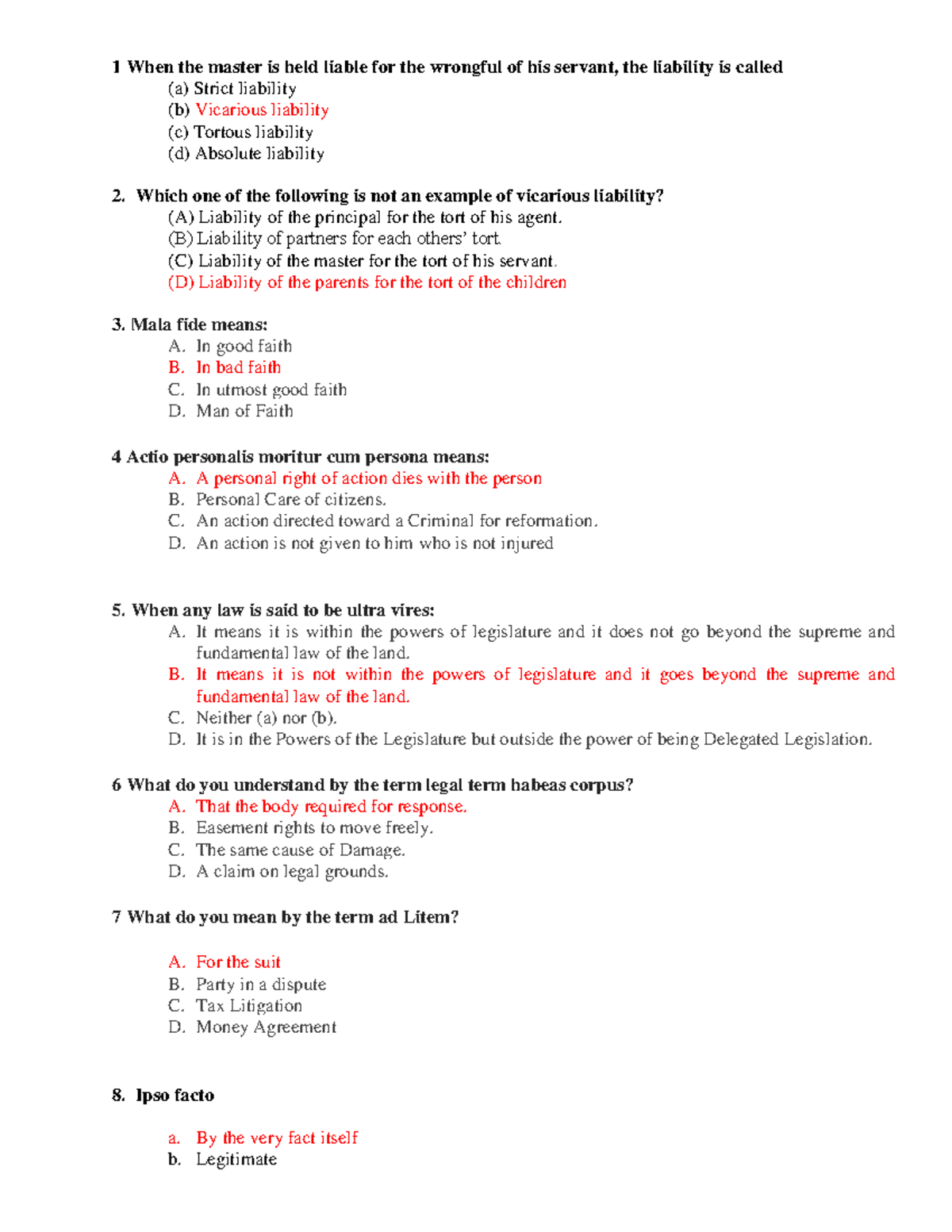 Legal-MCQ- Sample - MCQ - 1 When the master is held liable for the ...