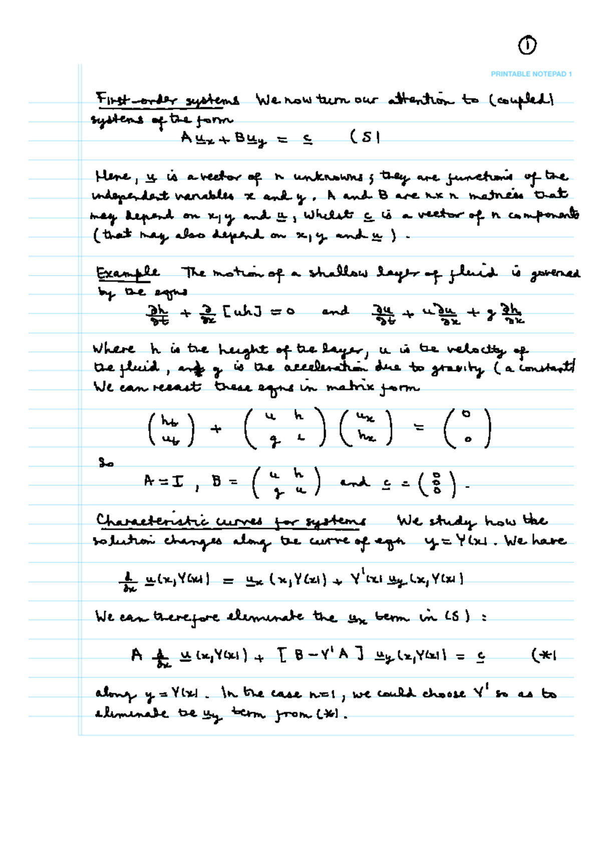 MATH30800 2016-2017 Lecture Notes Week 2 - Method of characteristics 2 ...