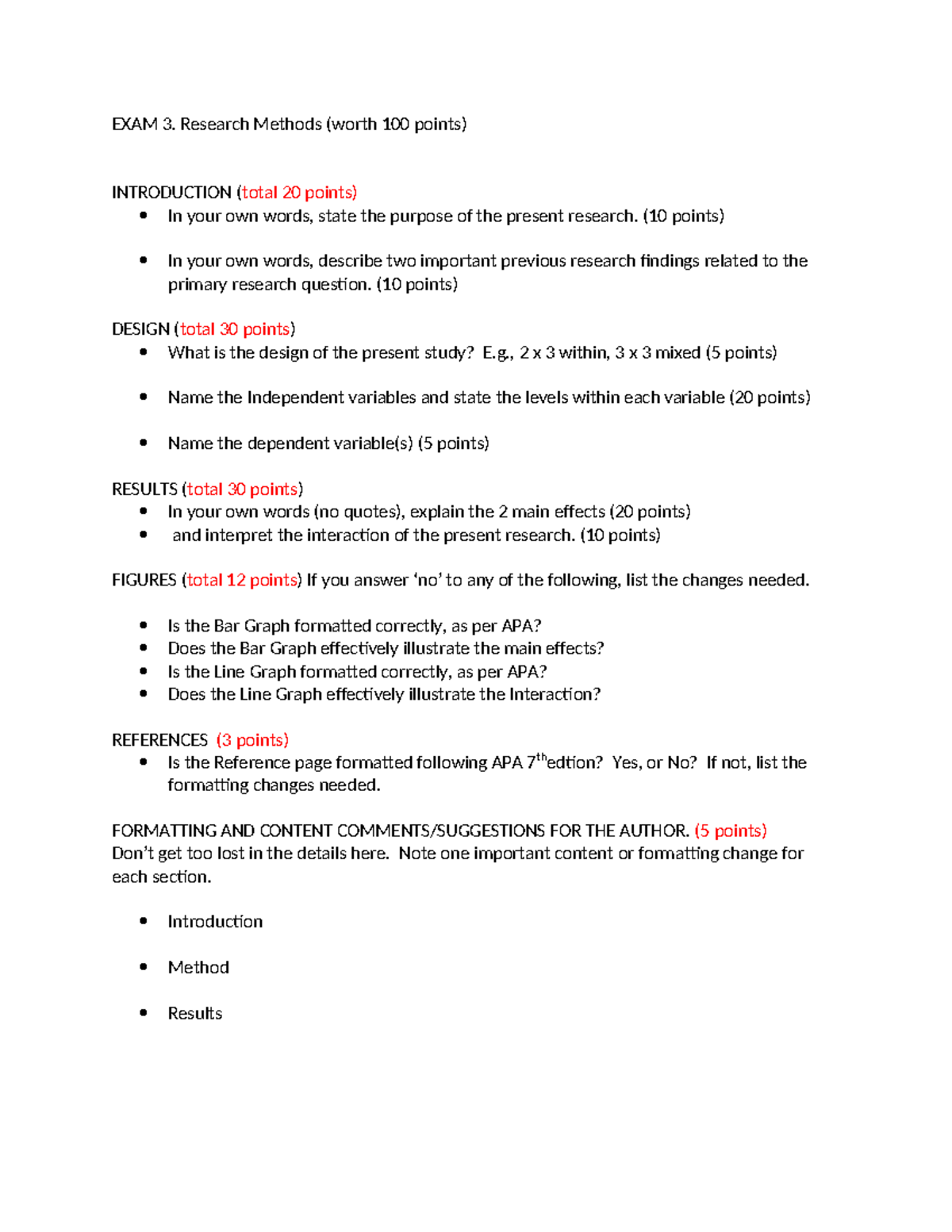 EXAM 3 PEER Review document Rubric - EXAM 3. Research Methods (worth ...