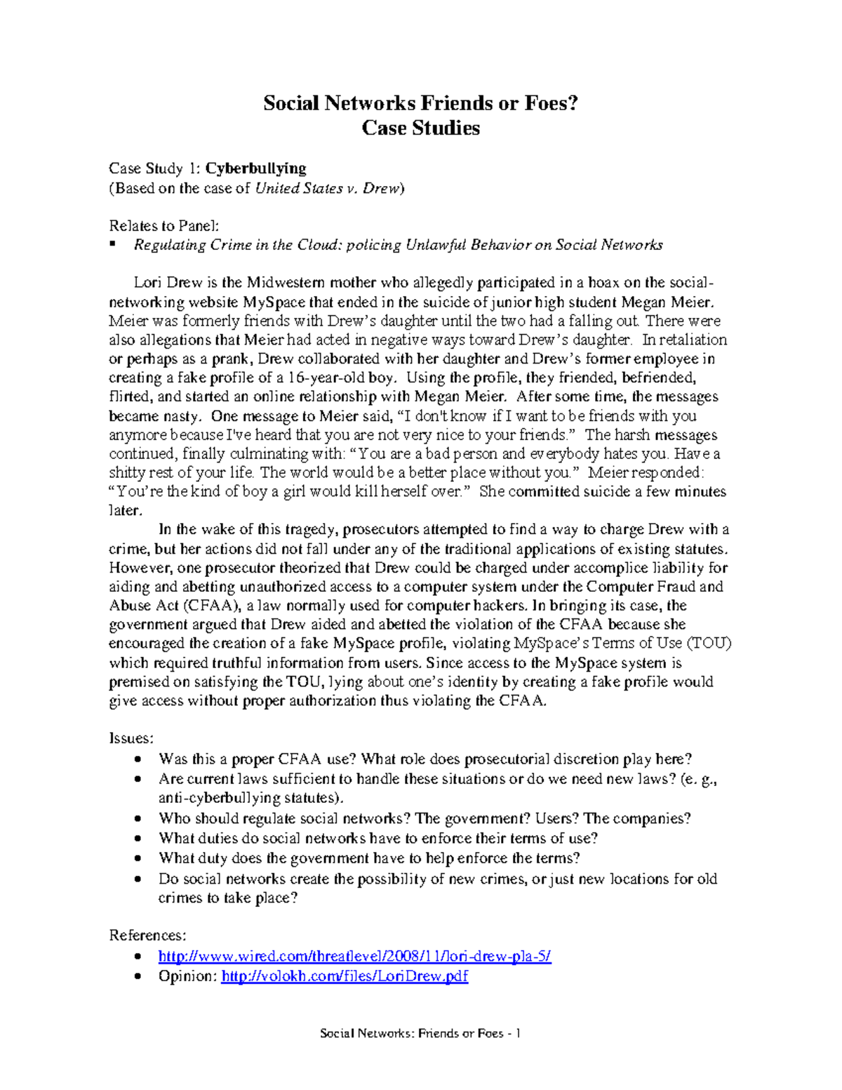 Case-Studies - Case Studies - Social Networks Friends or Foes? Case ...