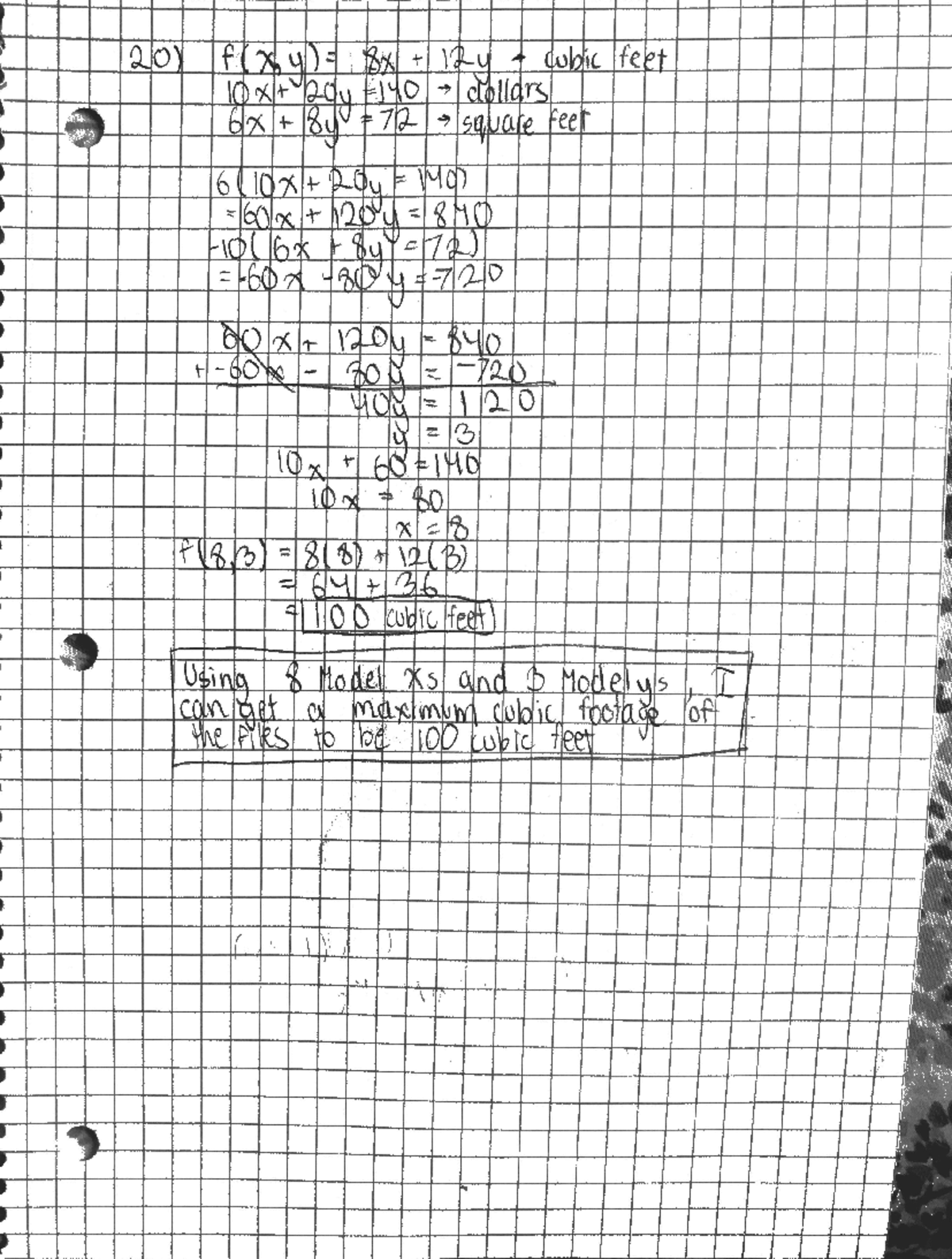 31B practice problems - MATH 31B - 20) 8x 12y cublic feet 10 xt 20y ...