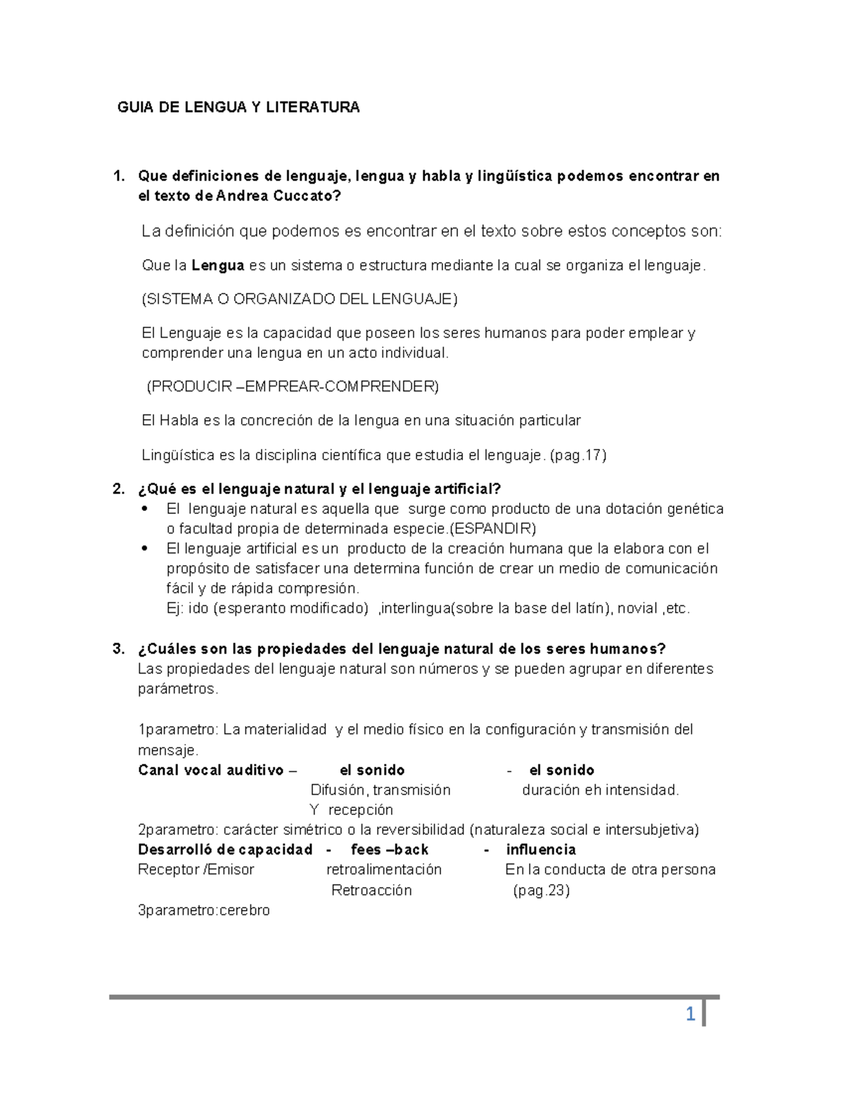 GUIA DE Lengua Y Literatura (ISFD 808) - GUIA DE LENGUA Y LITERATURA 1 ...
