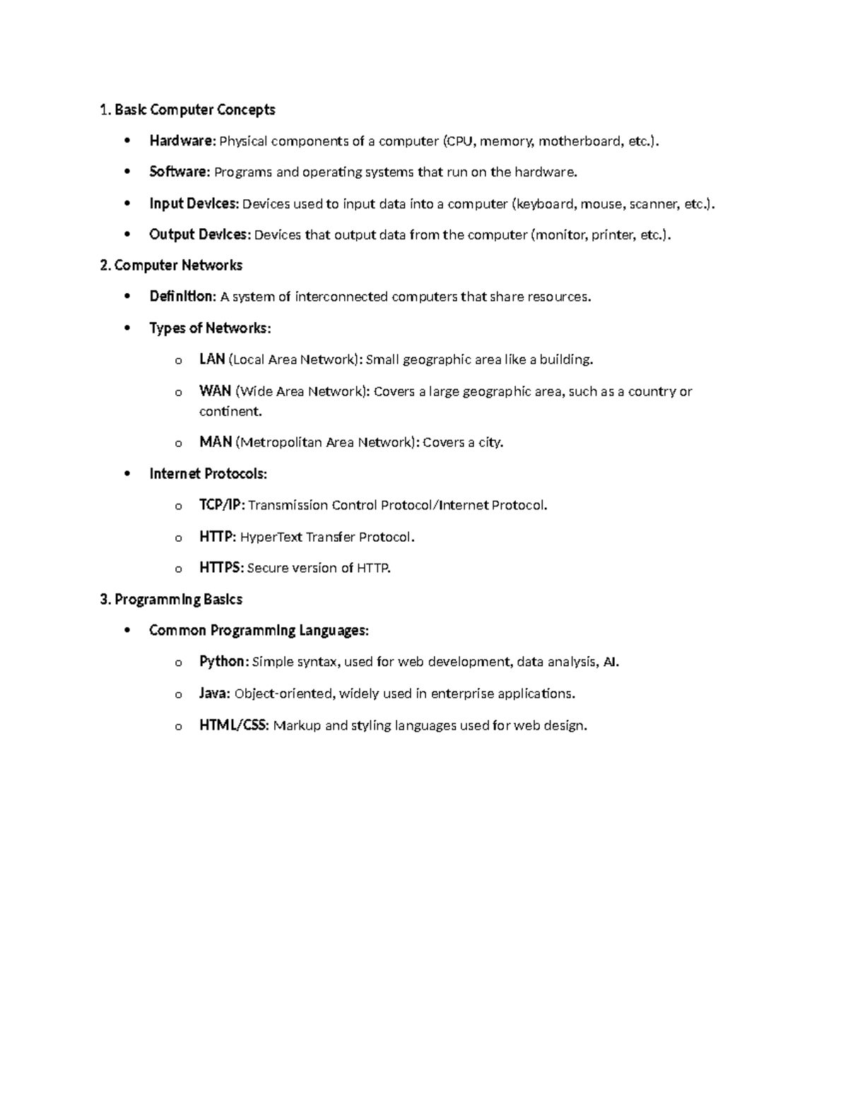 ICT Reviewer - 1. Basic Computer Concepts Hardware: Physical components ...
