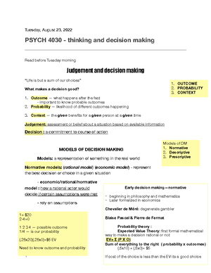Psych 4035 test 2 notes - Thursday, September 15, 2022 Psych 4035 test ...