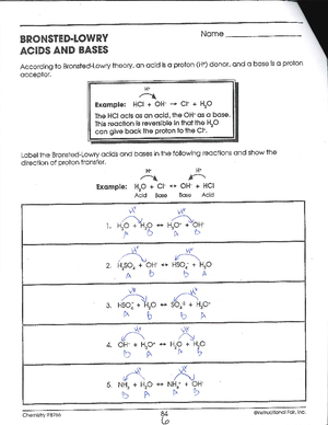 Acids and bases pogils - ...... - Acid Base POGIL Learning Activity 1 ...