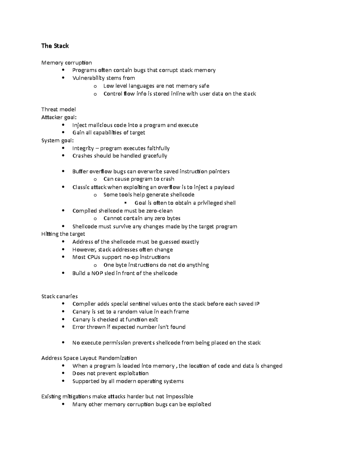 The Stack - Prof. Kharraz - The Stack Memory corruption Programs often ...