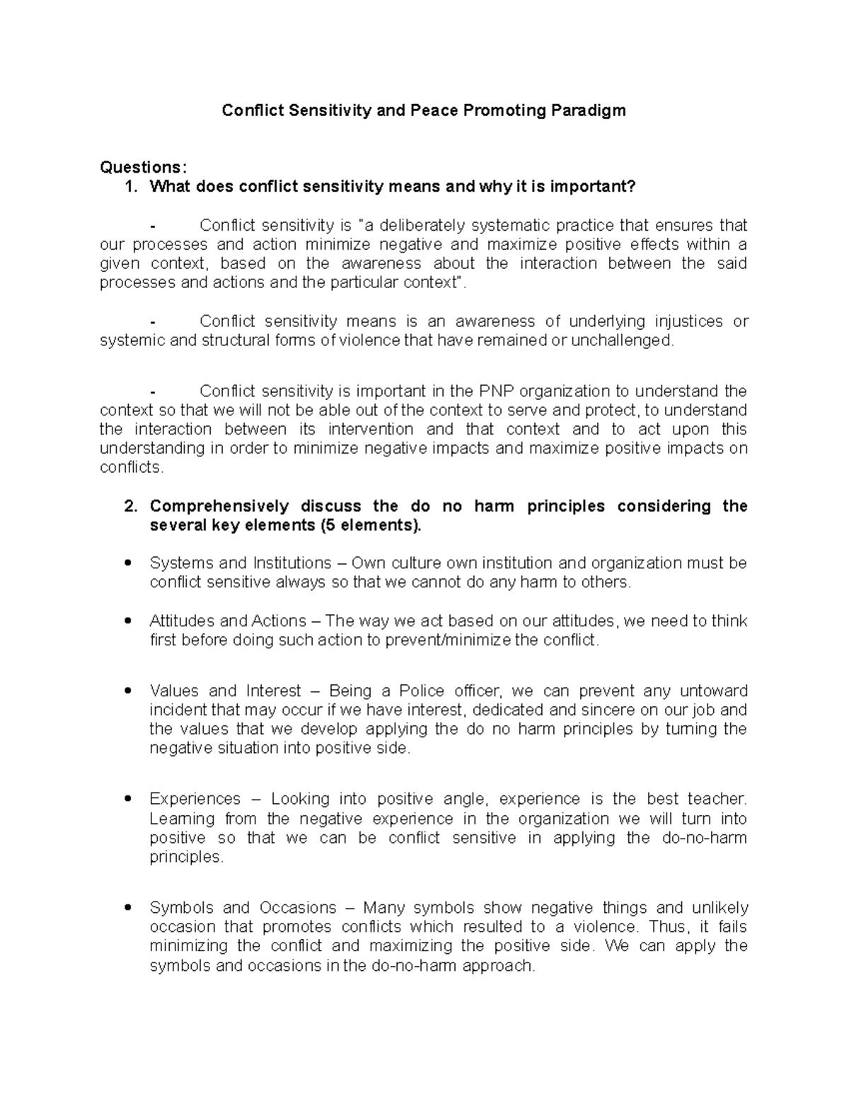 Conflict Sensitivity and Peace Promoting Paradigm - Conflict ...