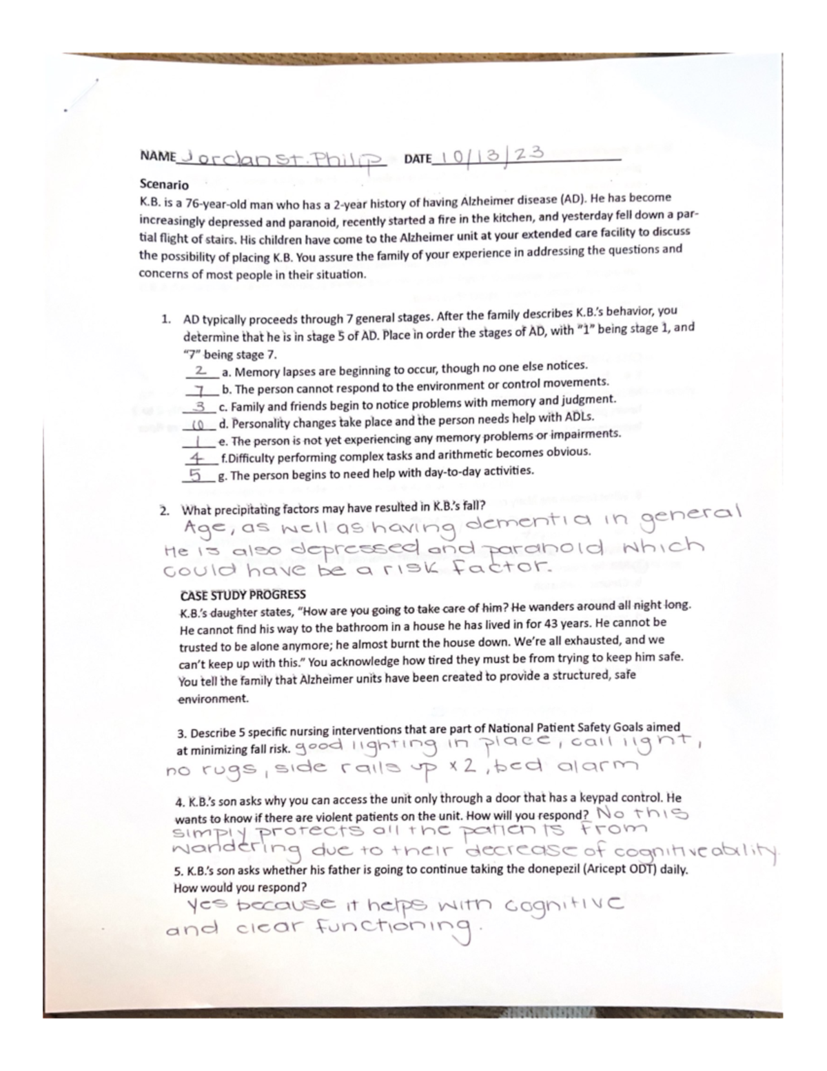 Case Study Dementia - NSG 3250 - Studocu