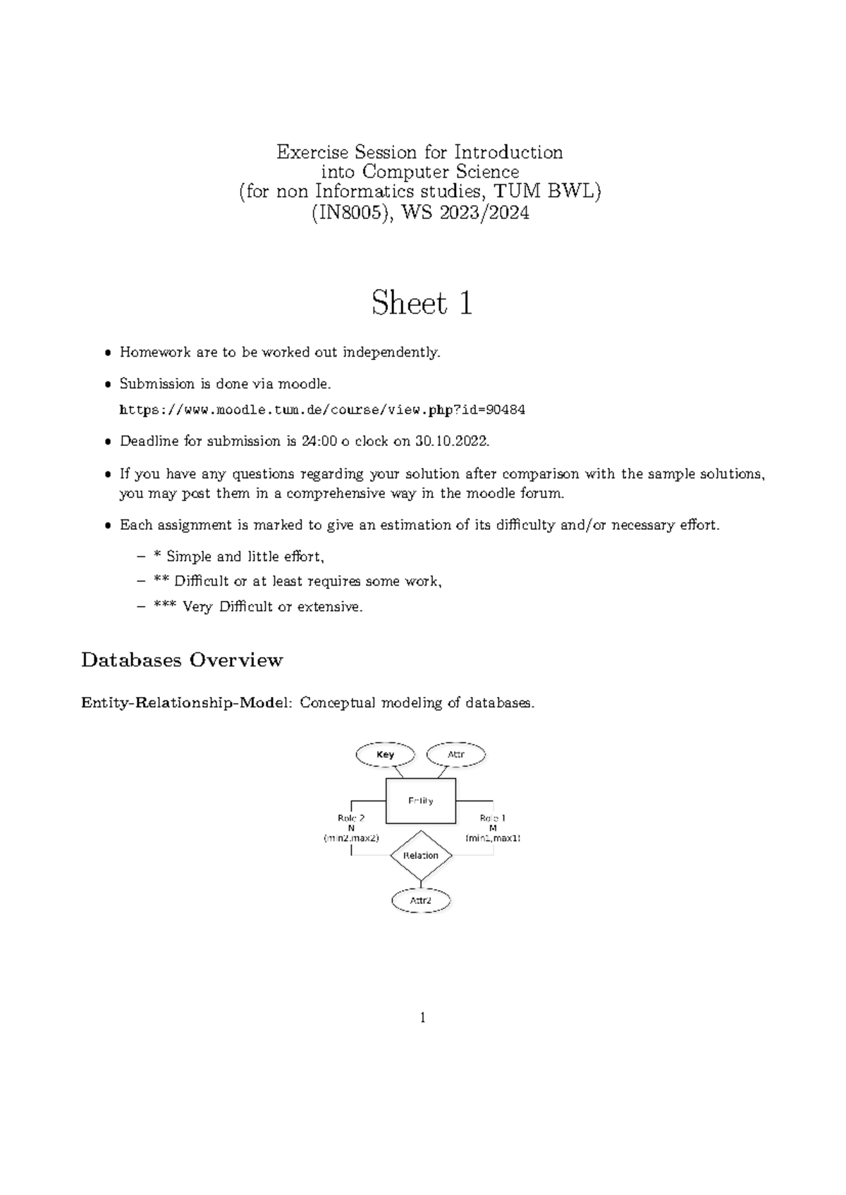 4 Sheet 01 Solution Lecture Notes Exercise Session For Introduction