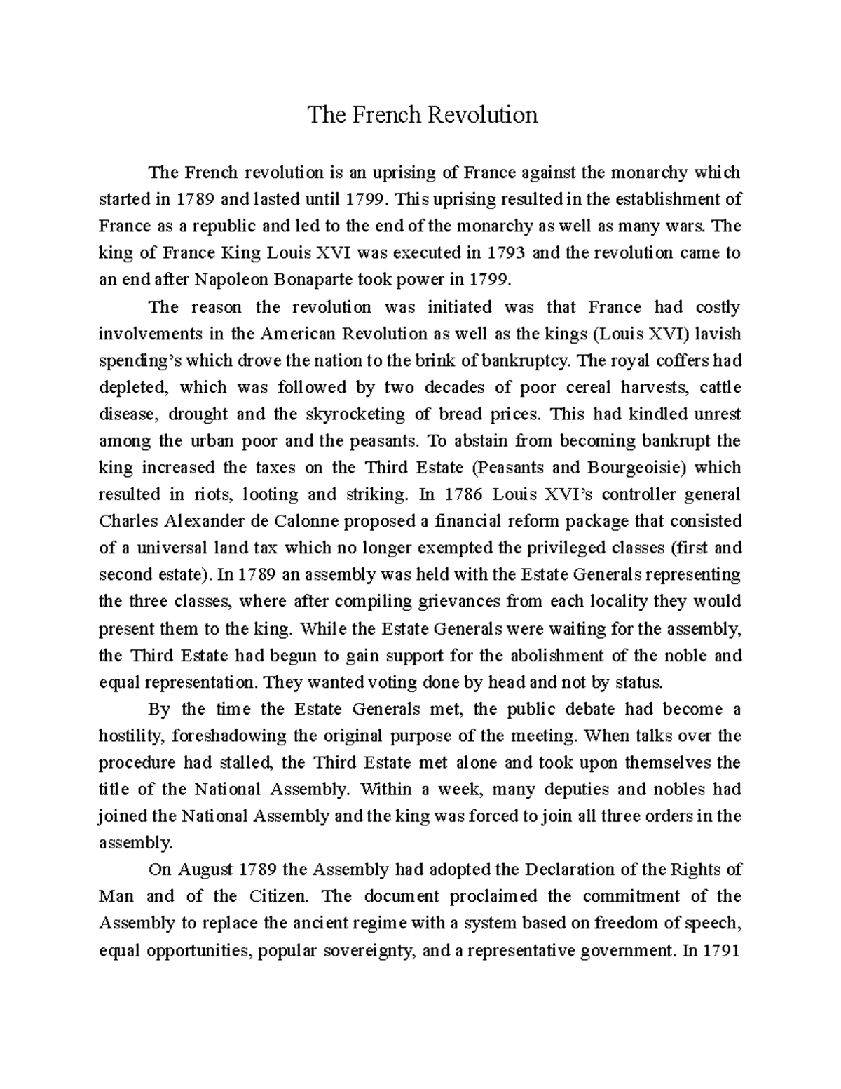 The French Revolution - Const 123 - Studocu