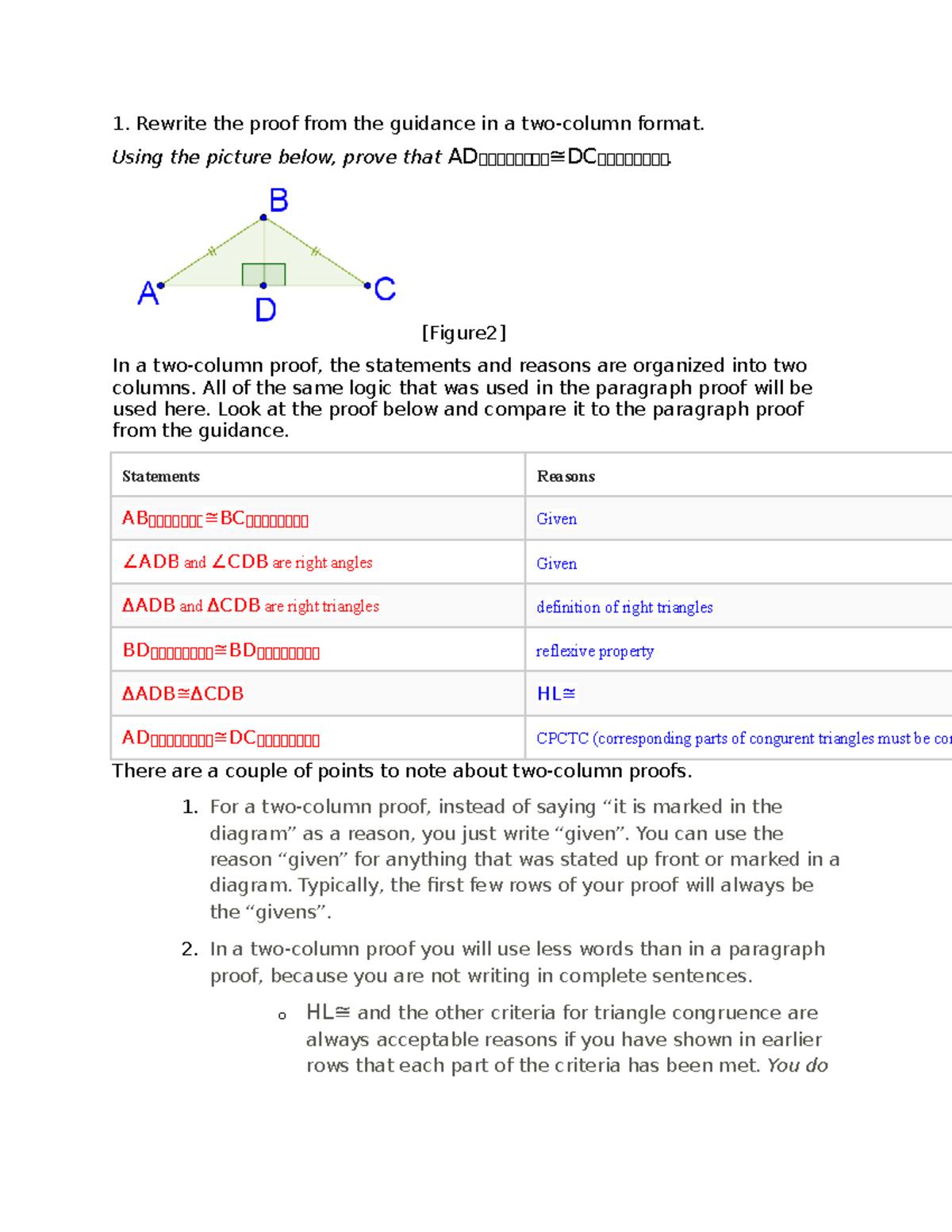 Math lecture notes - Rewrite the proof from the guidance in a two ...