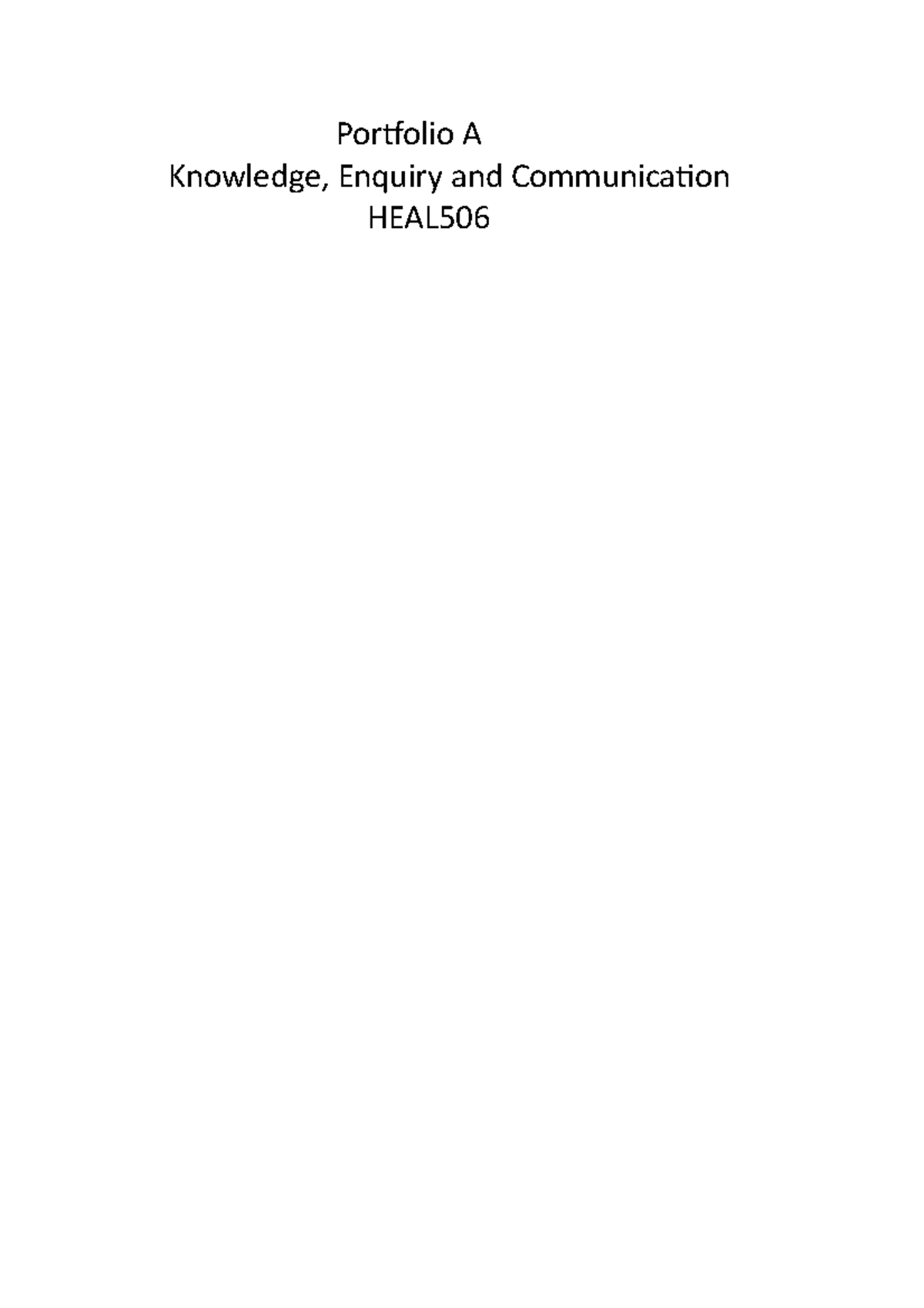 KEC Portfolio A speech example - Portfolio A Knowledge, Enquiry and ...