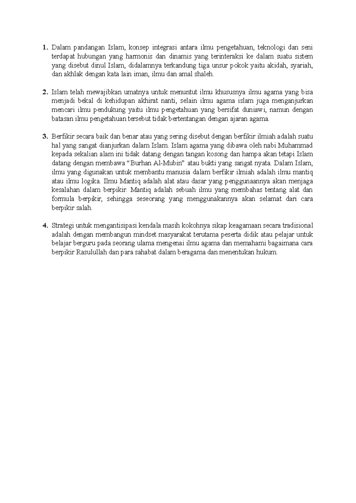 SESI 6 - Diskusi - Dalam pandangan Islam, konsep integrasi antara ilmu ...