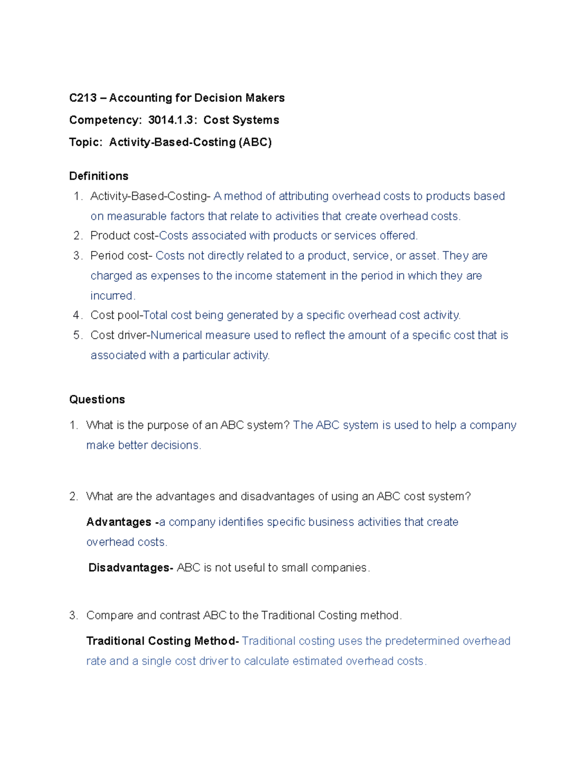 C213 ABC December 2016 Complete - C213 - WGU - Studocu