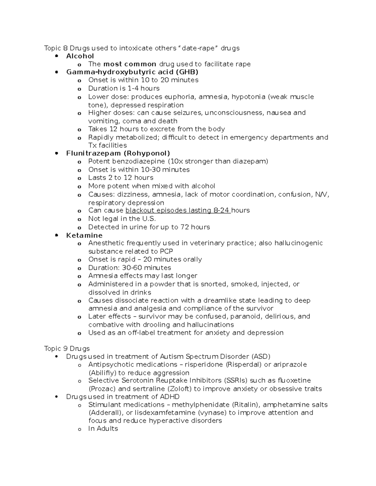 NSG322 Exam 3 Drugs - Drug review - Topic 8 Drugs used to intoxicate ...