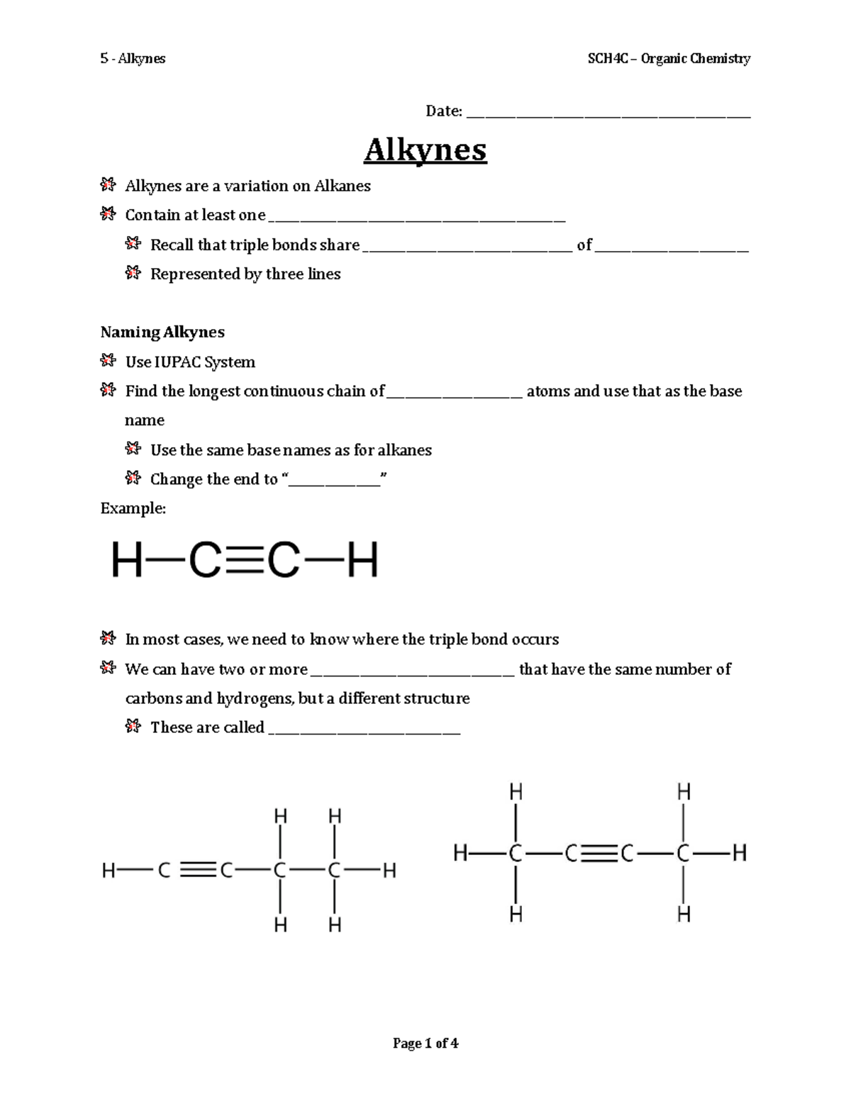 05 - Alkynes - Notes - Date ...