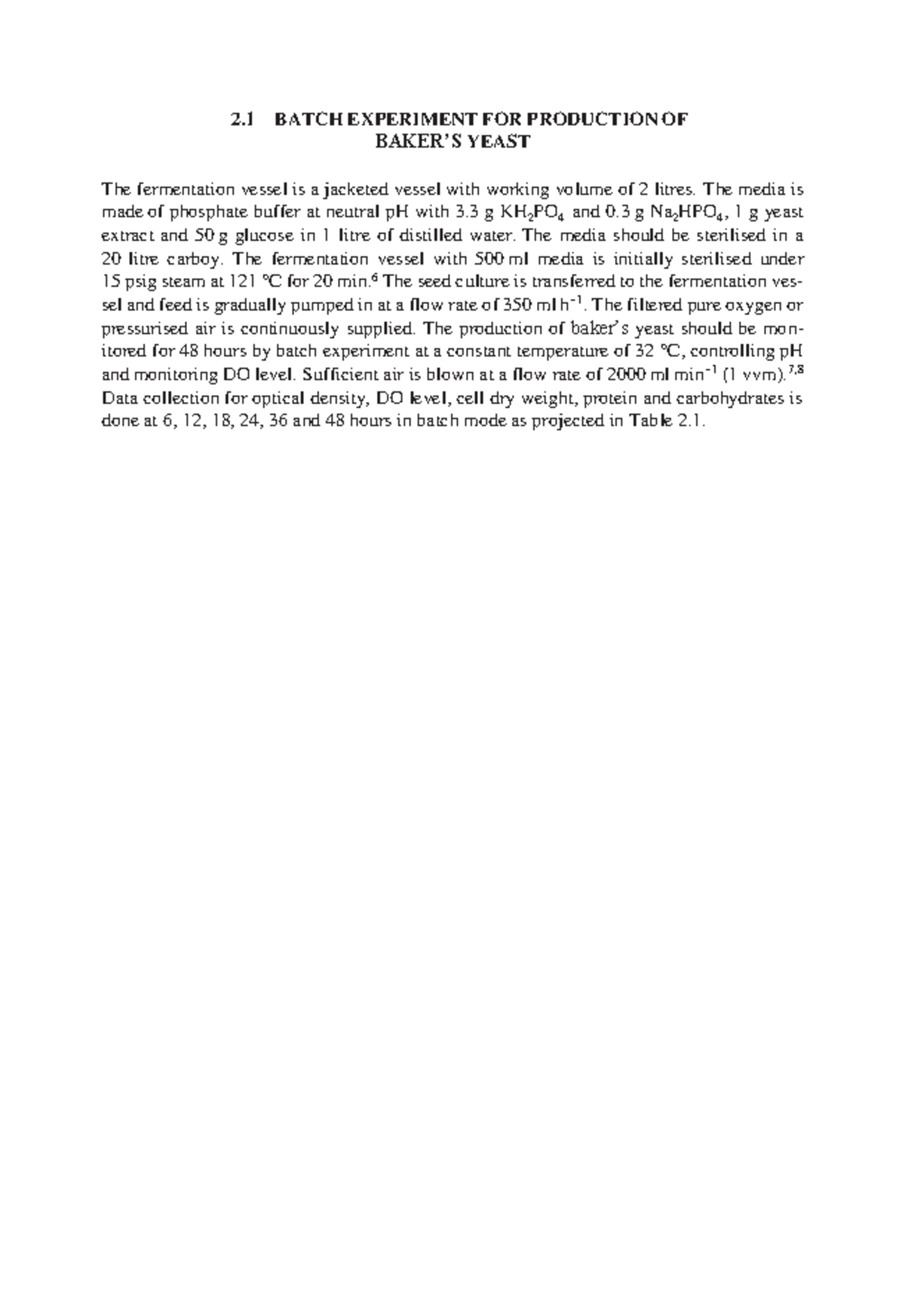 Batch Experiment FOR Production OF Baker - 2 BATCH EXPERIMENT FOR ...