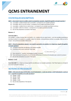 QCMS- Entrainement - Merci - P A G E | 1 ####### Toute reproduction, totale ou partielle, et ...