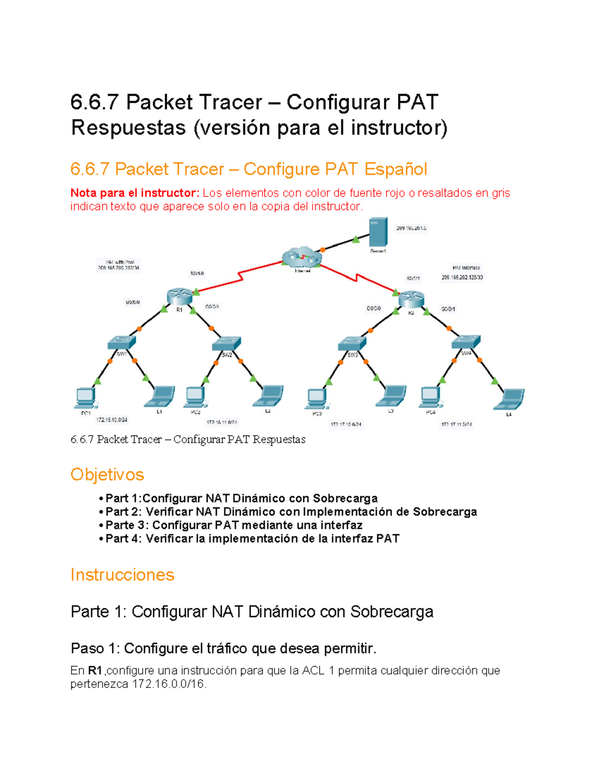 6.6.7 Configurar PAT - jvj - 6.6 Packet Tracer – Configurar PAT ...