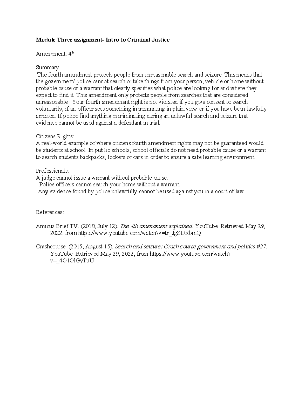 Module Three assignment - This means that the government/ police cannot ...