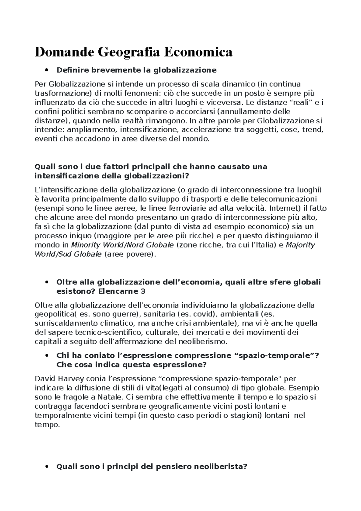 Domande Geografia Economica 1 - Domande Geografia Economica Definire ...