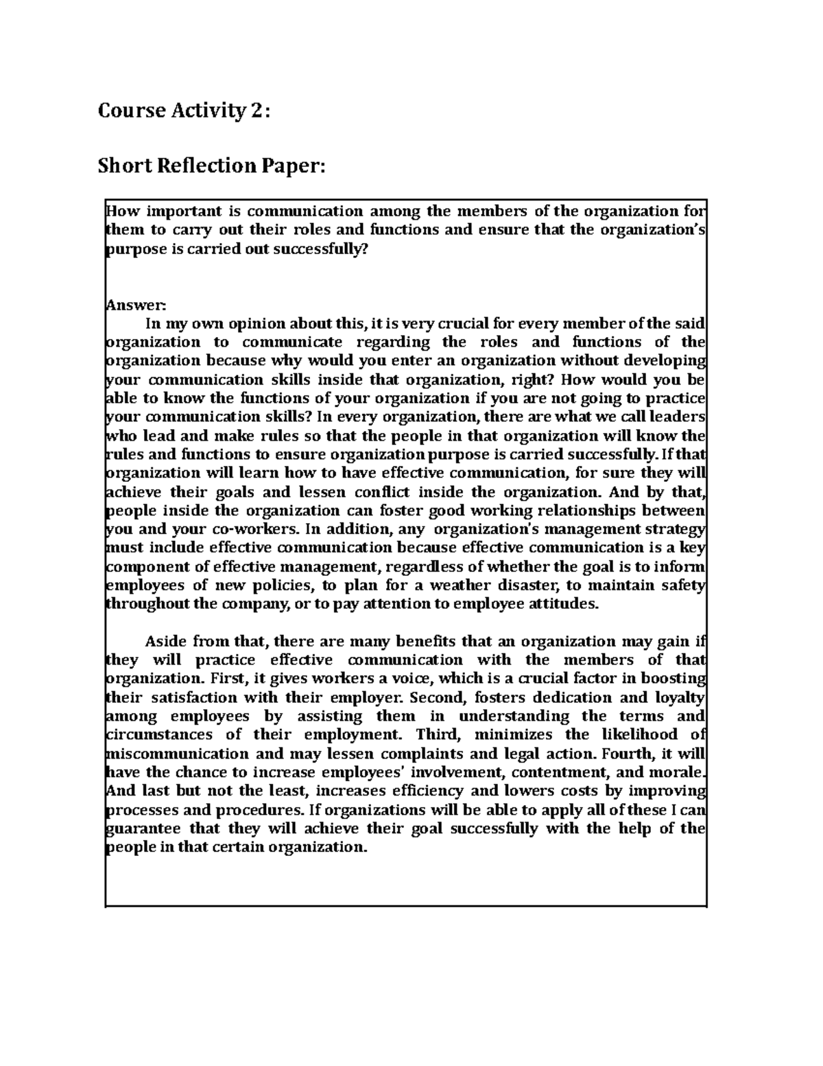 Module 2 Activity 2 - Course Activity 2: Short Reflection Paper: How ...