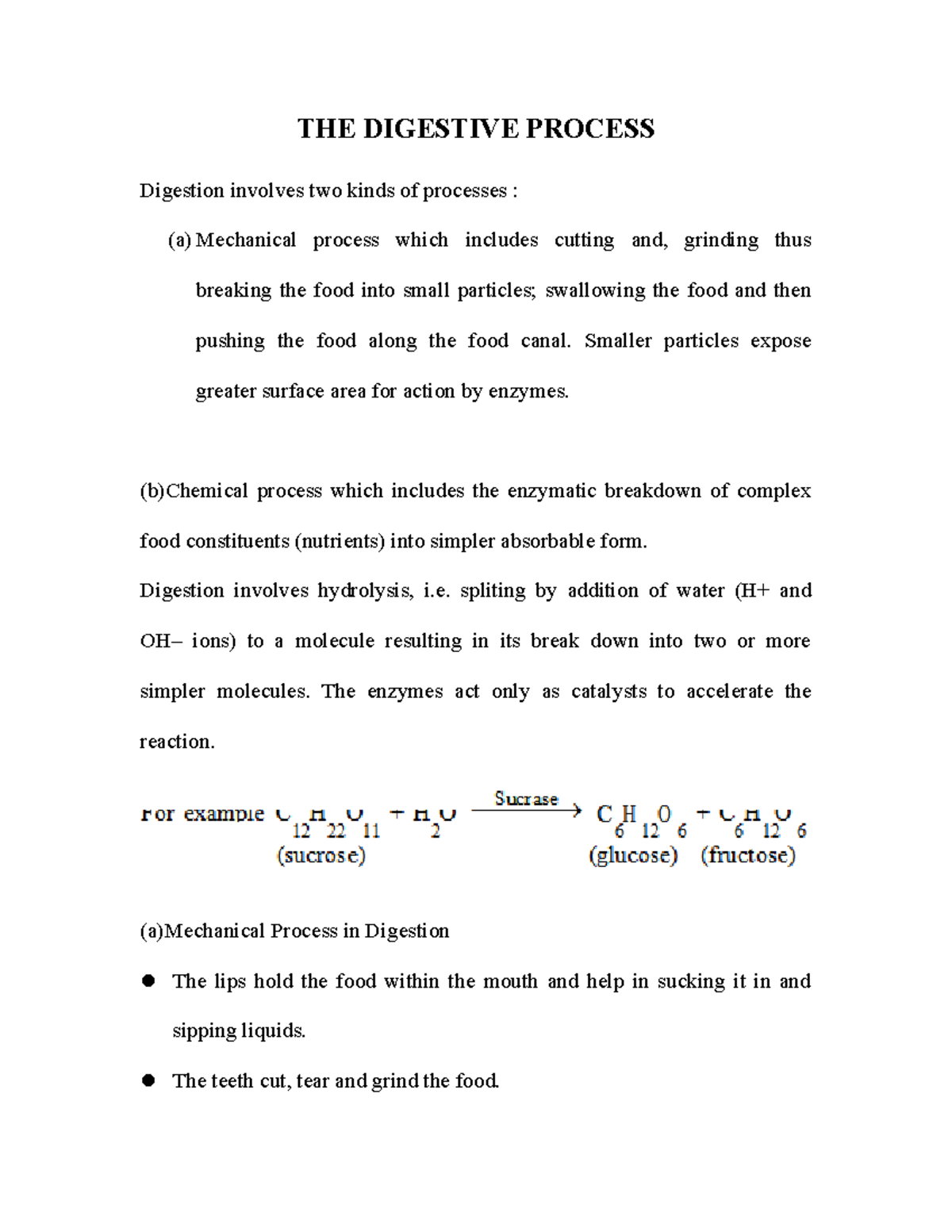 THE DIGESTIVE PROCESS - THE DIGESTIVE PROCESS Digestion involves two ...