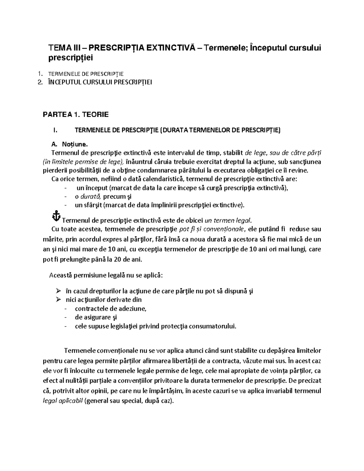dr civil- prescriptia extinctiva 3 - TEMA III – PRESCRIPȚIA EXTINCTIVĂ ...