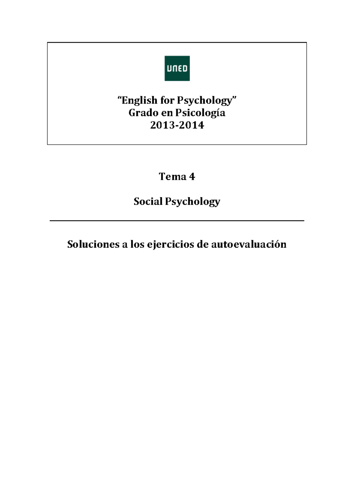 English for Psychology Unit 4 Social Psychology, questions and answers ...