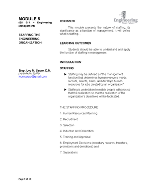 Module 6 - Communicating - MODULE 6 (ES 313 – Engineering Management ...