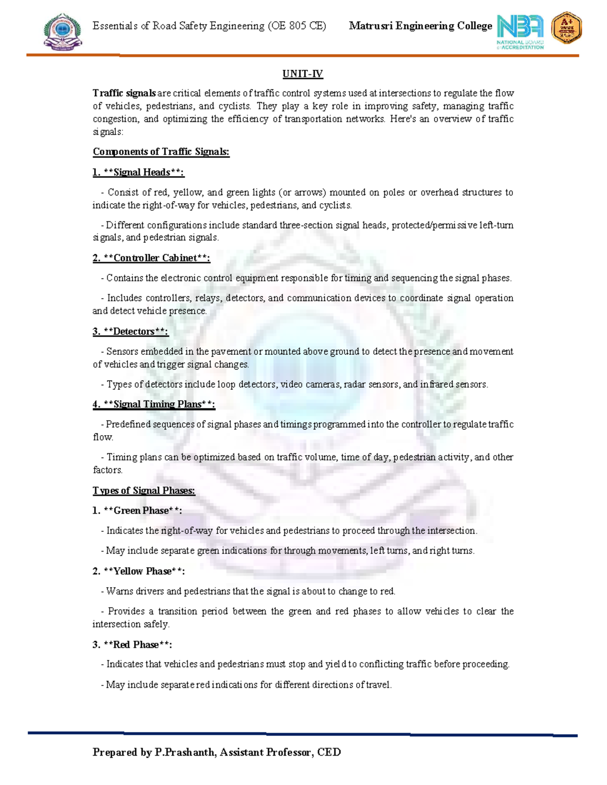 ERSE UNIT-IV - Summary Computer science - UNIT-IV Traffic signals are ...