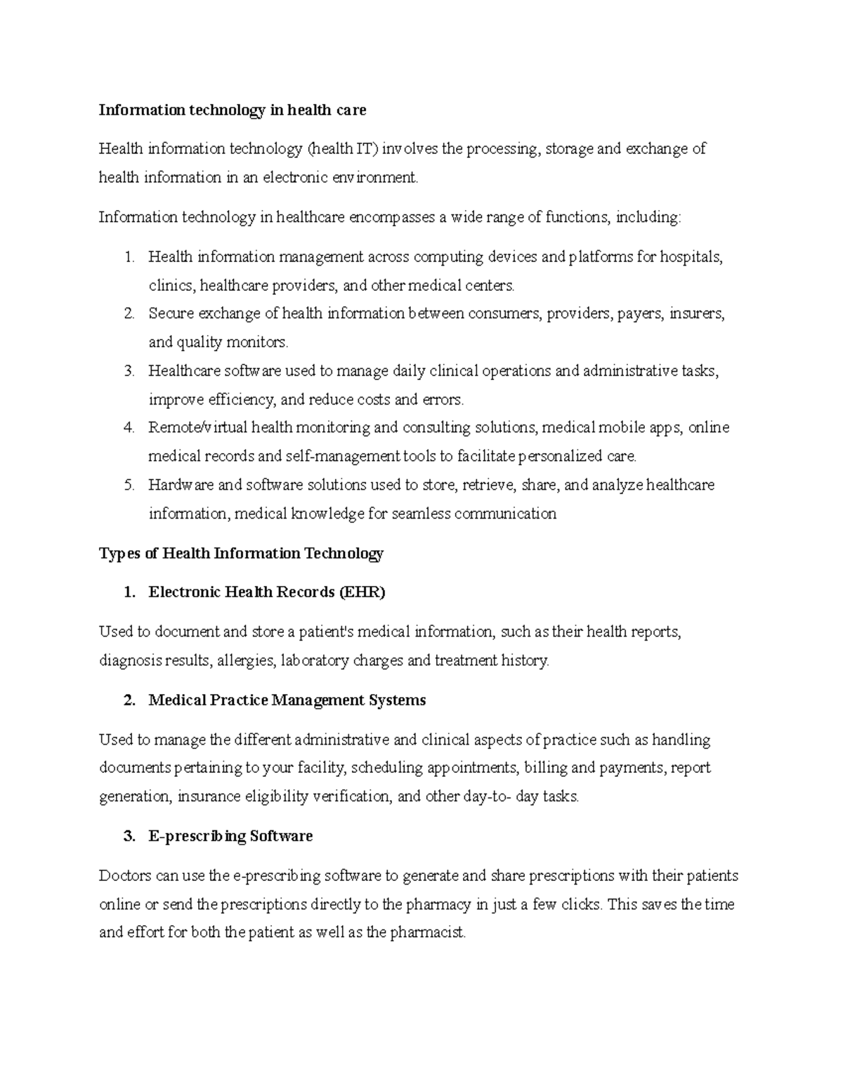 Information technology in health care - Copy - Information technology ...