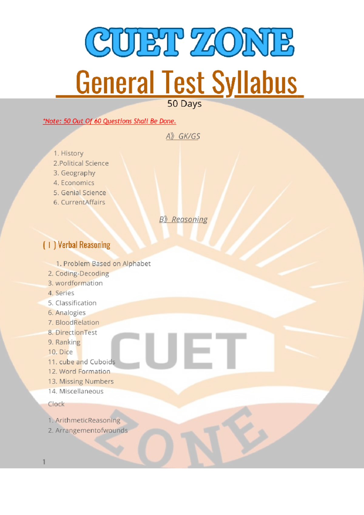 General Test Syllabus CUET ZONE - Indian Ethos - Studocu
