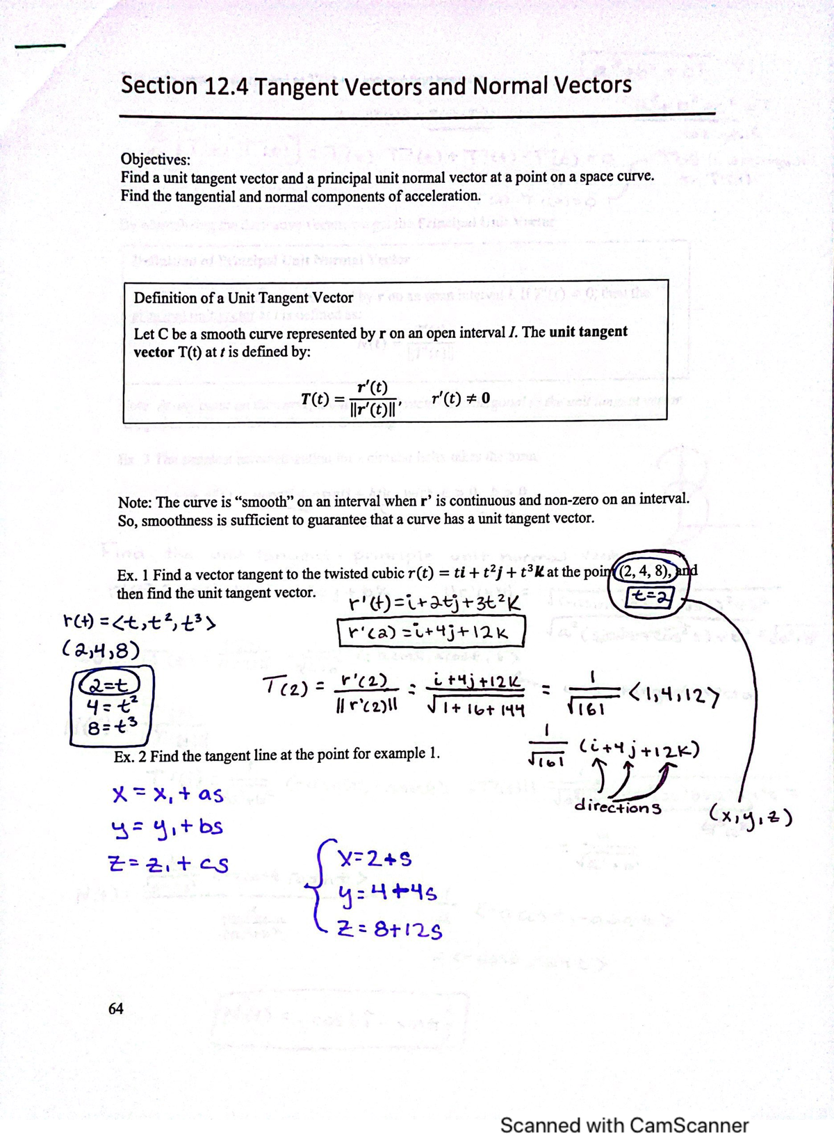 Calculus 3 12.4 notes - Math260 - Studocu