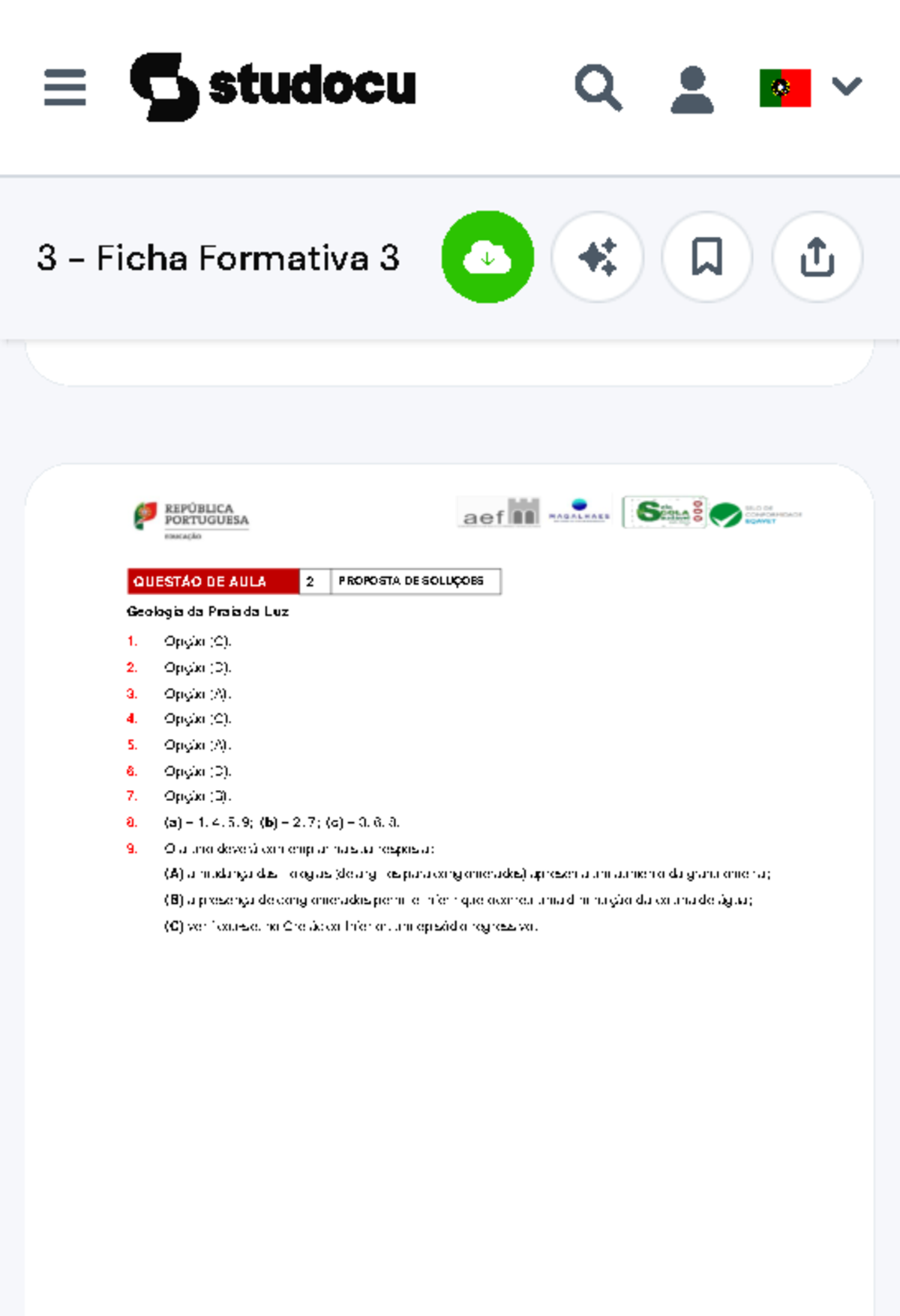 3 - Ficha Formativa 3 - Na Praia da Luz aflora uma sucessão sedimentar do Cretácico Inferior ...