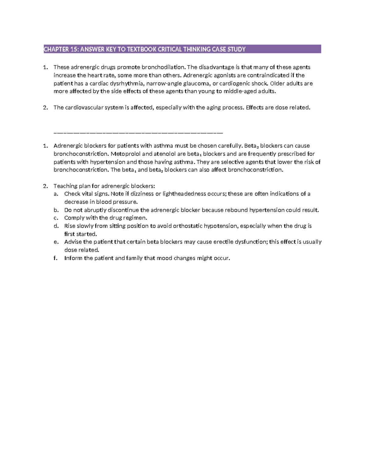 Chapter 015 - helpful - CHAPTER 15: ANSWER KEY TO TEXTBOOK CRITICAL ...