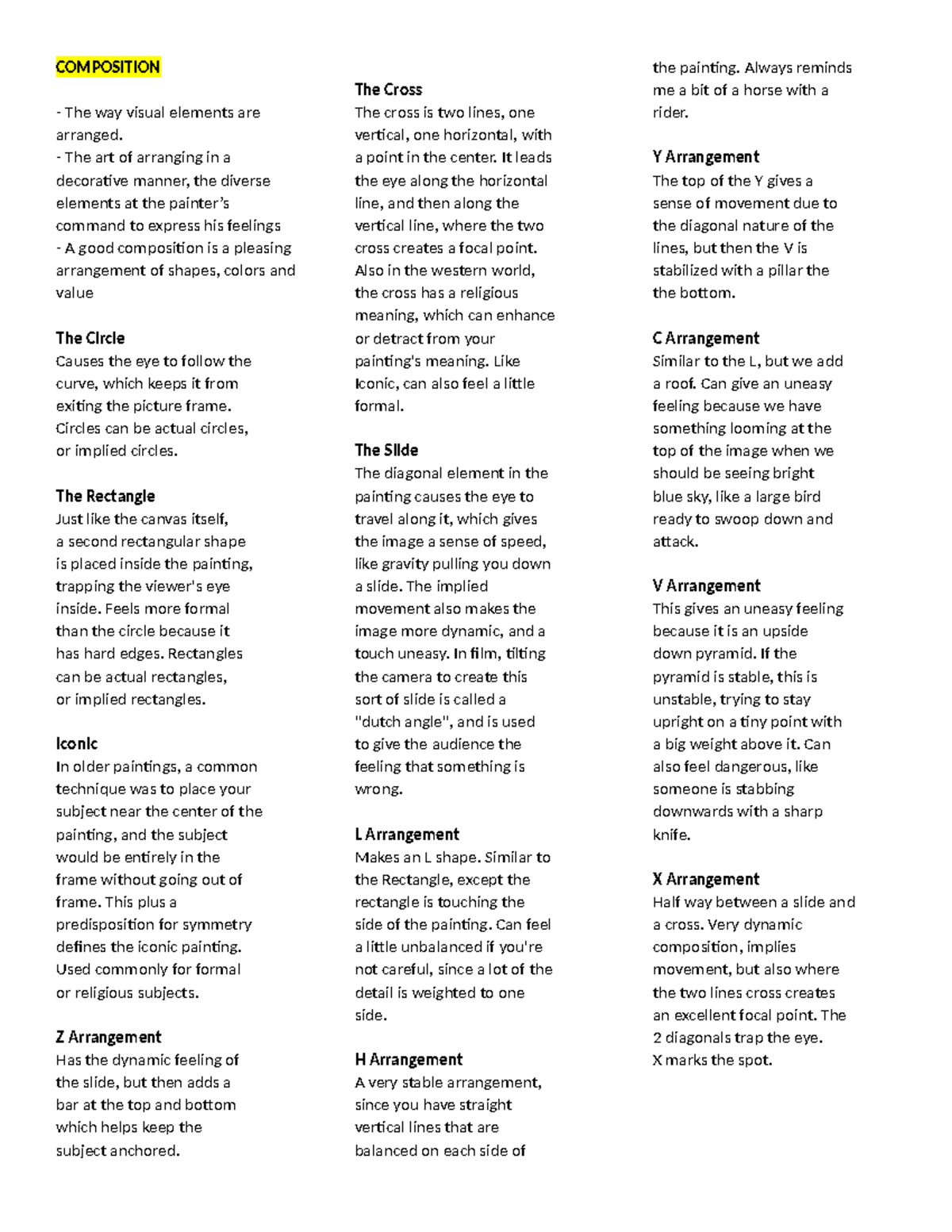 Artap - Reviewer - COMPOSITION The way visual elements are arranged ...