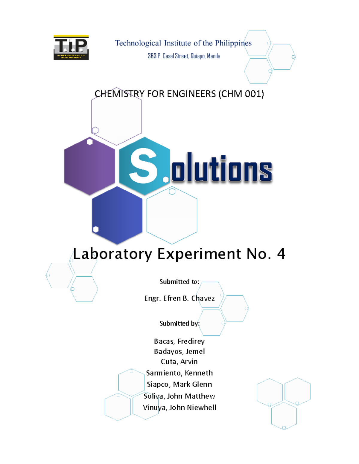 Lab Exp 4 - Experiment - CHEMISTRY FOR ENGINEERS (CHM 001) Laboratory ...