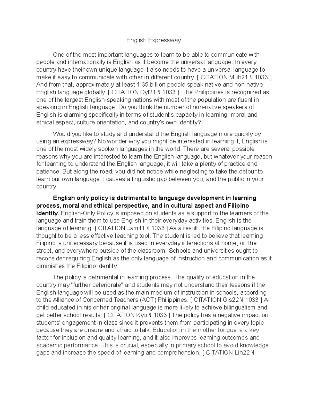 Ethics-Position-Paper - English Expressway One of the most important ...