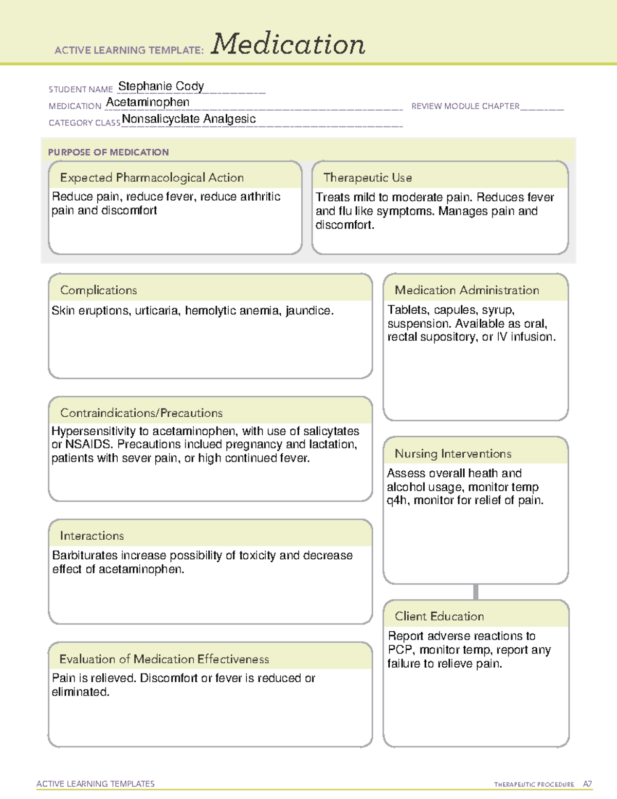 Acetaminophen - Lecture notes 1 - Nurs 1375 - Studocu