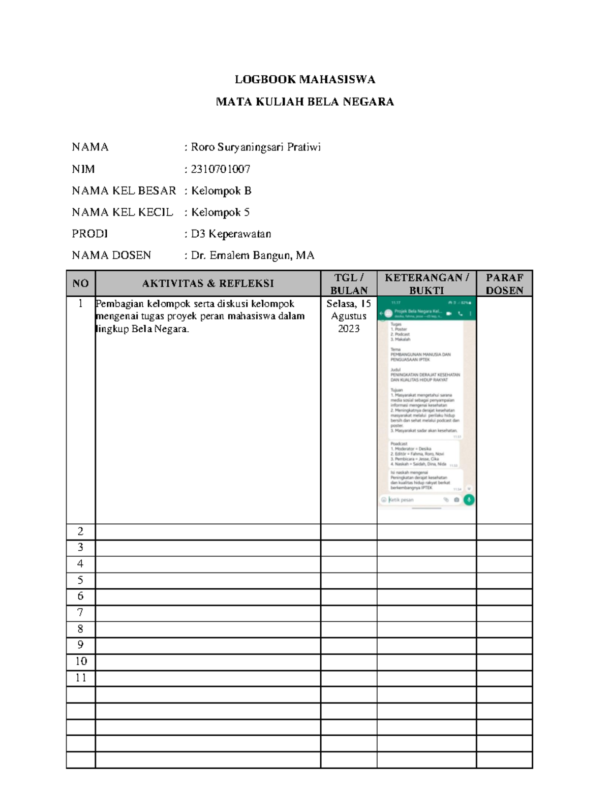 Roro Suryaningsari Pratiwi 2310701007 Logbook PBN Kelas 58 - LOGBOOK ...