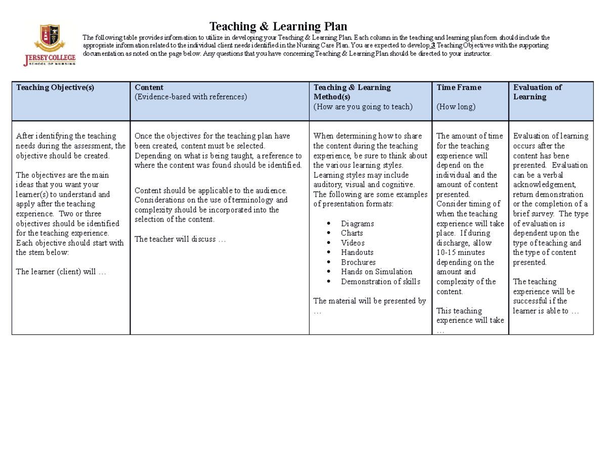 Rousseau Teaching Plan updated 03232022 - Teaching & Learning Plan The following table provides ...