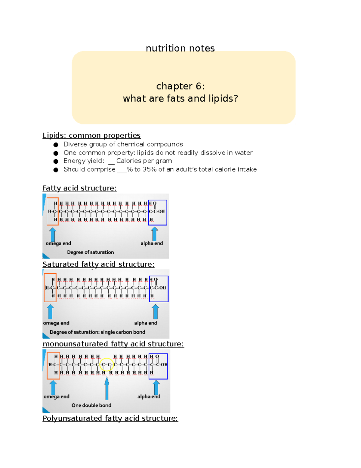Chapter 6 fats - Lee Murphy - nutrition notes chapter 6: what are fats ...